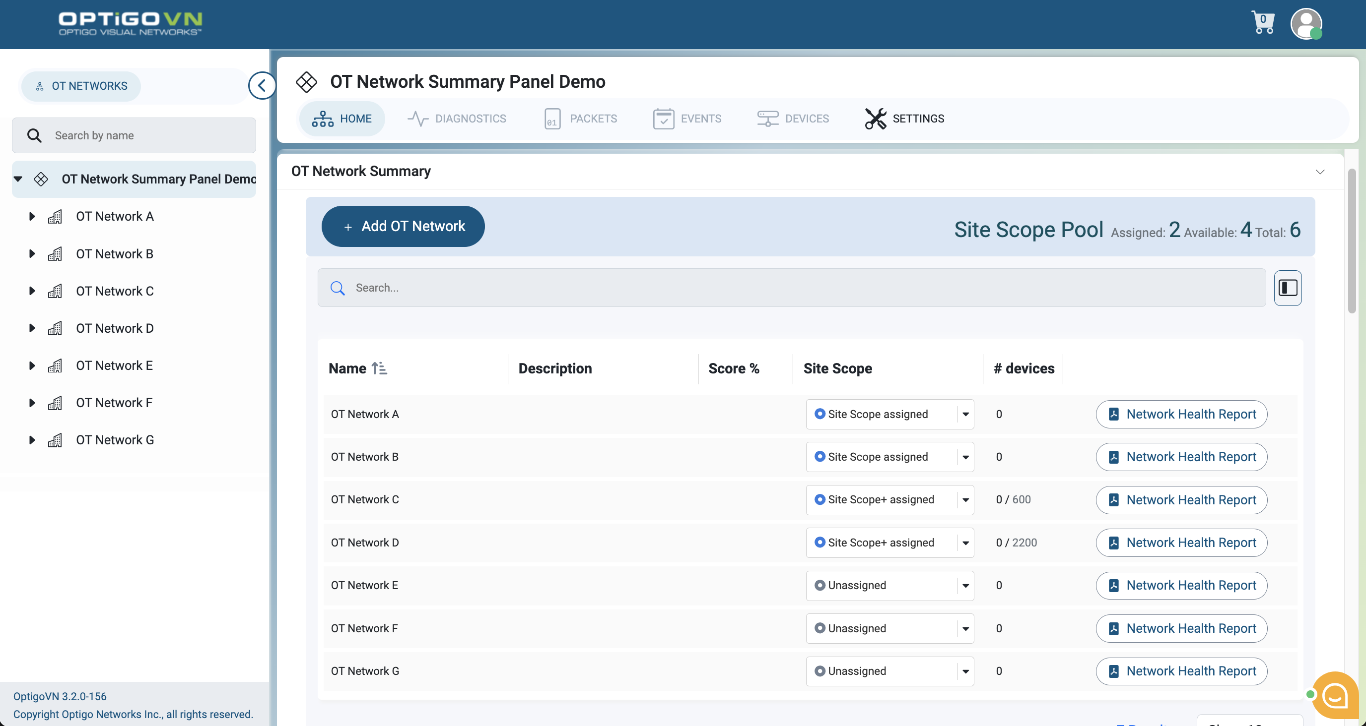 Using the OT Network Summary Panel – Optigo Networks
