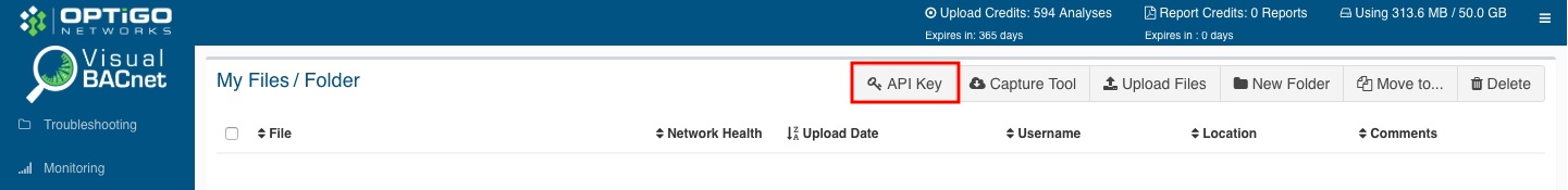 Finding your API key (Visual BACnet) – Optigo Networks