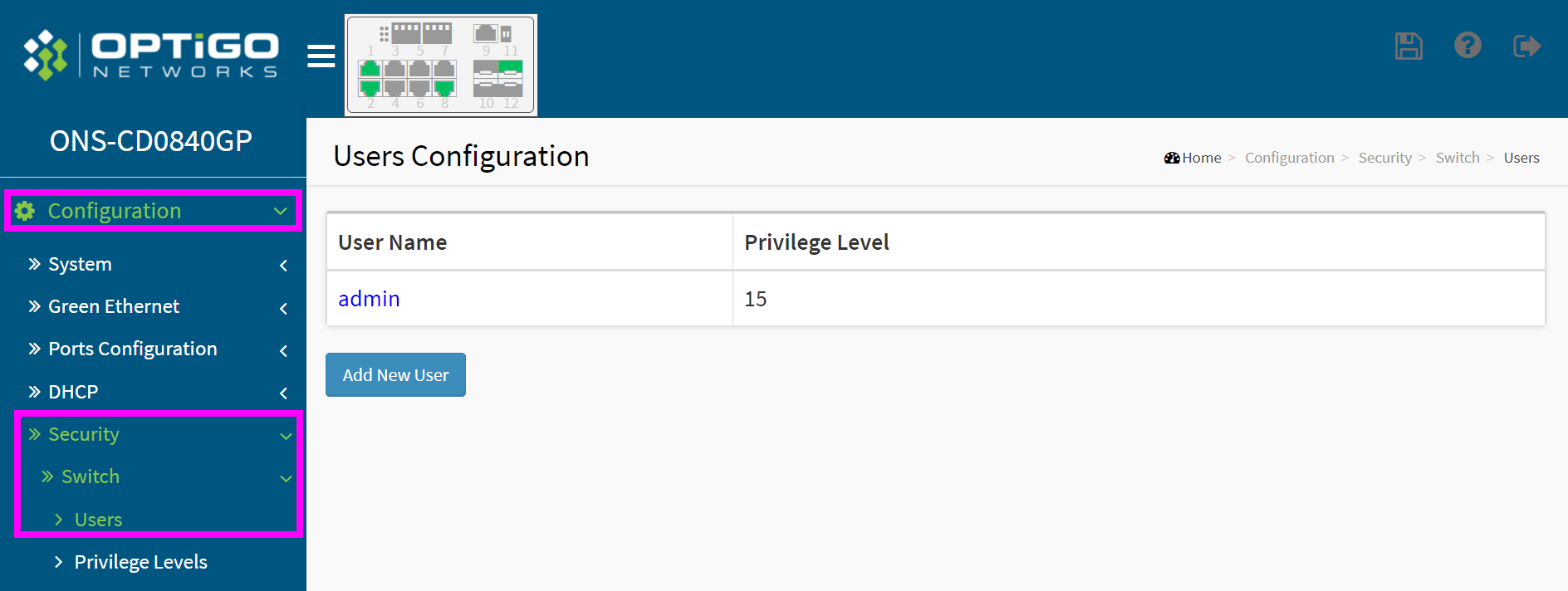 Using the ONS-CD0840GP as a Standalone Switch – Optigo Networks